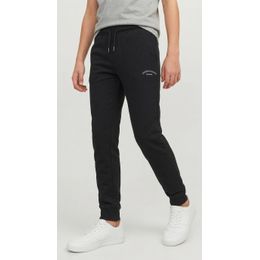 Jack & Jones Kinder Sweathose "JPSTGORDON COLLEGE SWEAT PANTS JNR"schwarz, Gr. 176, JACK & JONES JUNIOR, unifarben, angeraute Sweatware, Obermaterial: 80%