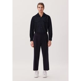 Businesshemd STUDIO SEIDENSTICKER "Studio", Herren, Gr. L41-42, normale &Auml;rmell&auml;ngen, blau (dunkelblau), 52% Wolle, 44% Polyester, 4% Elasthan, unifarben, regular fit, 2-Knopf-Manschette, Hemden, Regular 1/1 Reverskragen Uni
