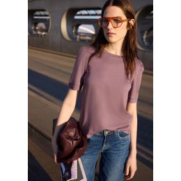 Damen Rundhalsshirt, lila, Gr. 42, STREET ONE STUDIO, unifarben, Web, 50% Modal, 50% Baumwolle, Shirts, mit Rundhalsausschnitt