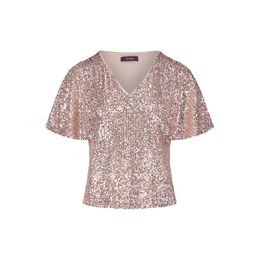 Paillettenshirt Vera Mont "Blusenshirt kurzarm", Damen, Gr. 44, beige (cream, gold), Obermaterial: 93% Polyester PES. 7% Elasthan EL., Shirts Paillettenshirt