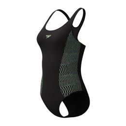 Badeanzug Speedo Gr. 36, schwarz (blk, ltgrn), Badeanz&uuml;ge, Damen, 36, N-Gr, Obermaterial: 80% Nylon, 20% Elasthan, Badeanzug, schnell trocknend