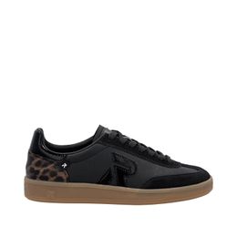 RIEKER SPORT Damen Sneaker "San Diego Swing2GO", Gr. 37, schwarz, Lackleder, Leder, Veloursleder, kontrastfarbene Details, Schuhe, Retro-Sneaker,
