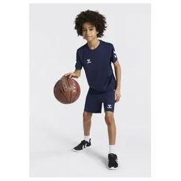 T-Shirt & Shorts Hummel "HMLLOGO SET KIDS", M&auml;dchen, Gr. 152, marine, Jersey, Obermaterial: 100% Polyester, KOB Set-Artikel, mit elastischem Bund, aus Polyester, pflegeleicht, sportlicher Stil