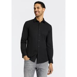 BOSS Herren Businesshemd "HANK", schwarz, Gr. 42, unifarben, Web, Obermaterial: 75% Baumwolle, 25% Polyester, Hemden, Kentkragen, Slim Fit,