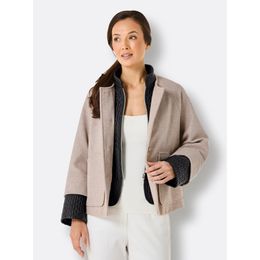 Damen Doppeljacke, beige, Gr. 40, CREATION L PREMIUM, unifarben, 65% Wolle, 30% Polyester, 5% Polyamid, Besatz:78% Polyester, 22% Polyamid, Jacken
