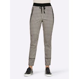 Damen Schlupfhose, schwarz, Gr. 48, Rick Cardona BY HEINE, bedruckt, gemustert, mehrfarbig, 98% Baumwolle, 2% Elasthan, Hosen