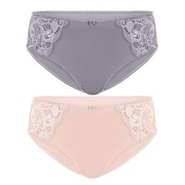 SuSa Damen Slip "2er Pack Damen Slip Latina", Gr. 38, bunt, Obermaterial: 78% Polyamid PA. 16% Elasthan EL. 6% Baumwolle CO., Unterhosen