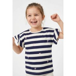 Blue Seven M&auml;dchen T-Shirt, bunt, Gr. 116, bedruckt, geringelt, gestreift, Single Jersey, Obermaterial: 100% Baumwolle, Shirts