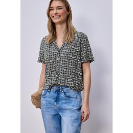 Street One Damen Kurzarmbluseshadowed navy, Gr. 34, Blusen, aus softer Viskose