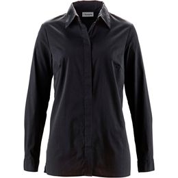 bonprix Damen Langarmbluse "Long-Stretch-Bluse", schwarz, festlich, Gr. 38, Obermaterial: 72% Baumwolle, 26% Polyamid, 2% Elasthan, Blusen, lockere