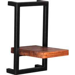 Wandregal Sit "Regal PANAMA &ndash; Industrial Regal aus Mango‑Holz & Altmetall", schwarz (natur, schwarz), B:20cm H:35cm T:25cm, Massivholz, Metall, Regale, Wandregal