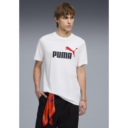 T-Shirt Puma "GRAPHICS 2 COLOR NO. 1 LOGO TEE", Herren, Gr. S, Puma wei&szlig;, rot, Jersey, Obermaterial: 100% Baumwolle, unifarben, regular fit normal, Rundhals, Shirts T-Shirt, Regular Fit, Kurzarm, Rundhalsausschnitt