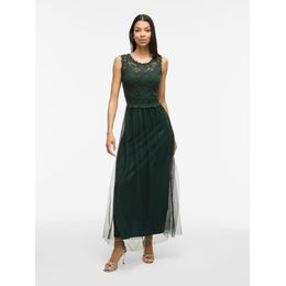 Maxikleid Vila "VILYNNEA MAXI DRESS - NOOS/DC", Damen, Gr. 36, N-Gr, gr&uuml;n (scarab detail:elastic), Web, Obermaterial: 100% Polyester, unifarben, regular fit kn&ouml;chellang, Rundhals, Kleider Maxikleid, Sommerkleid
