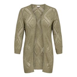 Strickjacke Only CARMAKOMA "CARPAMELA 4/5 OPEN CARDIGAN KNT", Herren, Gr. L, silber sage, Strick, Obermaterial: 55% Polyacryl, 45% Nylon, unifarben, V-Ausschnitt, Strickjacken Strickjacke
