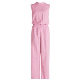 Jumpsuit Cartoon "Jumpsuit mit hohem Kragen", Damen, Gr. 44, EURO, lila (lilas), Obermaterial: 55% Leinen LI. 45% Viskose CV., Overalls Jumpsuit