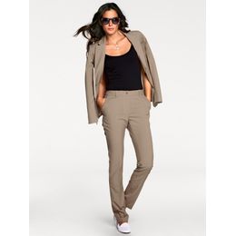 Hosenanzug Heine, Damen, Gr. 50, Normalgr&ouml;&szlig;en, grau (taupe), 77% Polyester, 20% Viskose, 3% Elasthan, Anz&uuml;ge Hosenanzug