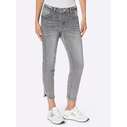7/8-Jeans Heine, Damen, Gr. 36, Normalgr&ouml;&szlig;en, blau (light grau, denim), 98% Baumwolle, 2% Elasthan, unifarben, 7/8-L&auml;nge, Jeans