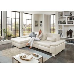 Ecksofa DIE PLANBAR "PN-IN16012 L-Form, Breite 309 cm", torro wei&szlig;, B:309cm H:85cm T:195cm, Sofas, Ecksofa, inkl. Sitztiefenverstellung, optional mit Kopfteilverstellung