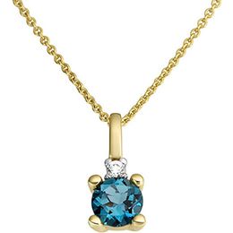 Kettenanh&auml;nger Firetti "Schmuck Geschenk Gold 333 Halsschmuck Anh&auml;nger Kette Edelstein Solit&auml;r", bunt (gelbgoldfarben, wei&szlig;goldfarben, blau, blau), Schmuckanh&auml;nger, Damen, 0,02, Diamanten Gelbgold 333, 0,4 g, Diamanten, Gelbgold 333, Kettenanh&auml;nger, mit London Blue Topas - mit Diamant