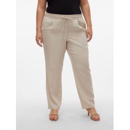 Schlupfhose Vero Moda CURVE "VMJESMILO ANKLE PANTS WVN GA NOOS CUR", Damen, Gr. 52, N-Gr, beige (silber lining), Web, Obermaterial: 55% Viskose, 45% Leinen, unifarben, regular fit kn&ouml;chellang, Hosen Schlupfhose, Sommerhose