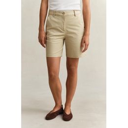 Chinoshorts Gant "CHINO", Damen, Gr. 42, N-Gr, oat beige, Web, Obermaterial: 98% Baumwolle, 2% Elasthan, unifarben, regular fit kurz, Hosen Chinoshorts, Regular fit mit praktischen Taschen