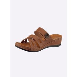 Pantolette Casual Looks, Damen, Gr. 37, cognac, Glattleder, Leder, Basic, Schuhe Pantolette