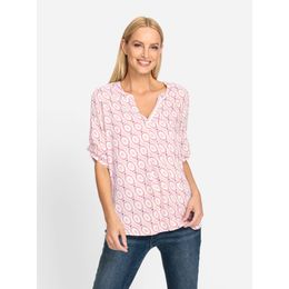 Heine Damen Schlupfbluse, rosa, Gr. 46, bedruckt, gemustert, mehrfarbig, 100% Viskose, Blusen