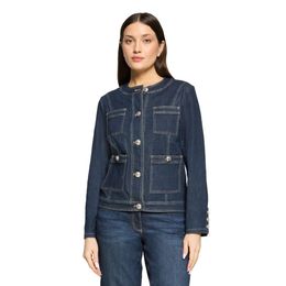 Jackenblazer Betty Barclay "Damen mit Kn&ouml;pfen", Damen, Gr. 44, dunkelblau denim, Obermaterial: 70% Baumwolle, 23% Polyester, 4% Lyocell, 3% Elasthan, sehr schmal normal, Rundhals, Blazer