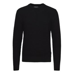 Strickfleece-Pullover Casual Friday "Strickpullover CFKARL structured crew neck knit", Herren, Gr. XL, schwarz (schwarz beauty), Obermaterial: 100% Baumwolle CO., Pullover Strickfleece-Pullover