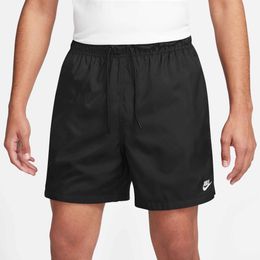 Shorts Nike Sportswear "Nike Club Men's Woven Flow Shorts", Herren, Gr. S, N-Gr, schwarz, wei&szlig;, Web, Obermaterial: 100% Polyester, unifarben, kniefrei, Hosen Shorts, leichtes Webmaterial, mit Mesh-Futter