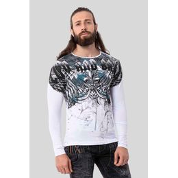 Cipo & Baxx CIPO & BAXX Herren T-Shirt "Sweatshirts", wei&szlig;, Gr. XL, bedruckt, 95% Baumwolle, 5% Elasthan, Shirts, mit coolem Print