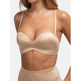 Bandeau-BH Dorina "Sublime Sculpt", Damen, Gr. 75, Cup E, beige, Obermaterial: 63% Polyamid, 23% Polyester, 14% Elasthan, unifarben, BHs Bandeau-BH, weicher Stoff, modernes Design, leicht gepolstert