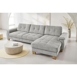 Ecksofa DIE PLANBAR "PP-LA19101 L-Form, Breite 316 cm", silber, B:316cm H:86cm T:177cm, 88% Polyester;12% Polyamid, Sofas, Ecksofa, wahlweise mit Bettfunktion und verstellbaren Kopfst&uuml;tzen, in Cord