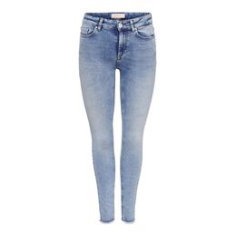 Only Damen Ankle-Jeans "ONLBLUSH MID SK ANK RAW DNM REA694 NOOS", blau, Gr. S, Abriebeffekte, Denim/Jeans, Obermaterial: 92% Baumwolle, 6%