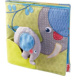 Greifspielzeug Haba "Stoffbuch Elefant Egon", bunt, Greifspielzeug, BabyB:18cm H:18cm, Polyester, Greifspielzeug, B:18cm H:18cm