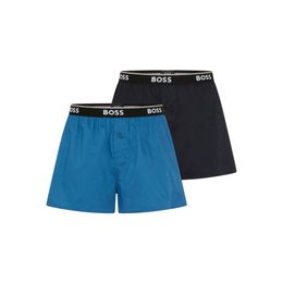 Pyjamashorts BOSS, Herren, Gr. S, N-Gr, open blau 462, Jersey, Obermaterial: 100% Baumwolle, unifarben, normal, Hosen, aus Baumwolle, elastischer Bund
