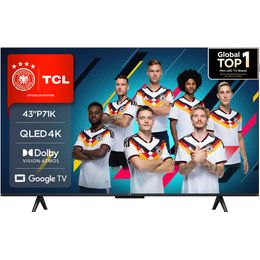 TCL QLED-Fernseher "43P71KX1", Energieeffizienz: F, schwarz, 43, Fernseher, Multi-HDR, Dolby Vision, Smart TV, Airplay2, Dolby Atmos, Game Master, QLED-Fernseher