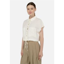 FRESHLIONS Damen Klassische Bluse "Savannah", wei&szlig;, Gr. M, unifarben, 100% Leinen, Blusen, mit lockerer Passform