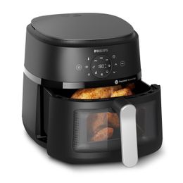 Philips Hei&szlig;luftfritteuse "Airfryer 2000 NA231/00, mit 6.2L, Sichtfenster", schwarz (schwarz, silber), B:30,8cm H:40,4cm T:30,9cm, Fritteusen, RapidAir Technologie und 13 Kochfunktionen; Schwarz/Silber, Hei&szlig;luftfritteuse