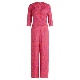Jumpsuit Cartoon "Jumpsuit mit weitem Bein", Damen, Gr. 40, EURO, orange (orange, lila), Obermaterial: 95% Polyester PES. 5% Elasthan EL., Overalls Jumpsuit