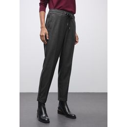 Schlupfhose Street One "Style Bonny", Damen, Gr. 38, L&auml;nge 28, anthrazit melange, Web, Obermaterial: 62% Polyester, 33% Viskose, 5% Elasthan, meliert, loose fit lang, Hosen Schlupfhose, mit Tape im Leder-Look