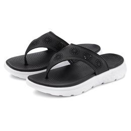 Zehentrenner Vivance "Badeschuhe, Badelatsche, Flip Flop", Damen, Gr. 36, schwarz, Obermaterial: 100% Lederimitat. Decksohle: 100% Synthetik. Futter: 100% Lederimitat. Laufsohle: 100% Synthetik, Strukturmuster, unifarben, Schuhe Zehentrenner, Pantolette mit Cut-Out-Muster VEGAN, Topseller
