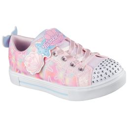 Sneaker Skechers "TWINKLE SPARKS", M&auml;dchen, Gr. 31, bunt (hellrosa, multi), Lederimitat, Glitzer, kontrastfarbene Details, Schuhe Sneaker, Blink,-Schlupfschuh mit Glitzer+Strass, Gr&ouml;&szlig;enschablone zum Download