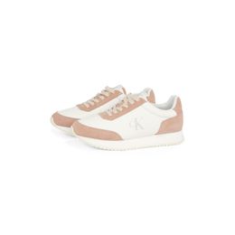Sneaker Calvin Klein Jeans "RUNNER LACEUP LOW MIX MG", Damen, Gr. 37, rosa (wei&szlig;, altrosa), Leder, Veloursleder, unifarben mit Farbeinsatz, Schuhe Sneaker, Freizeitschuh, Halbschuh, Schn&uuml;rschuh mit seitlichem CK-Logo