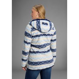 Polarino Damen Fleecejacke, wei&szlig;, Gr. 40, bedruckt, ethno, gemustert, kontrastfarbene Details, mehrfarbig, Fleece, Obermaterial: 100% Polyester.