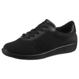 Sneaker Ara "LISSABON", Damen, Gr. 3,5 (36), schwarz, Glattleder, Lackleder, Textil, unifarben, Schuhe Sneaker, Freizeitschuh, Schn&uuml;rschuh in Bequemweite G (= weit)
