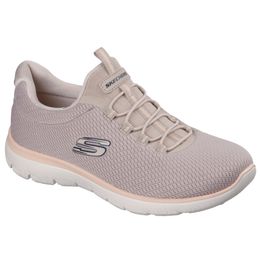 Slip-On Sneaker Skechers "SUMMITS-SUMMER BLUSH", Damen, Gr. 39, taupe, Textil, Schuhe Slip-On Sneaker, Arbeitsschuh, Freizeitschuh, Slipper mit Memory Foam