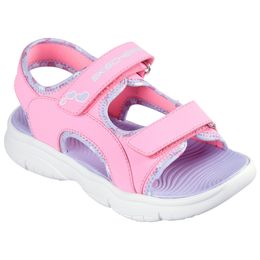 Sandale Skechers "FLEX SPLASH", M&auml;dchen, Gr. 35, bunt (rosa, lavendel), Lederimitat, Textil, kontrastfarbene Details, Schuhe Sandale, Klettschuh mit Herz-Applikation, Gr&ouml;&szlig;enschablone zum Download