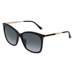 Jimmy Choo NEREA/G/S | Damen-Sonnenbrille | Fassung: Vollrand, Quadratisch, Acetat, Schwarz Gl&auml;nzend | Glasfarbe: Grau Verlaufend