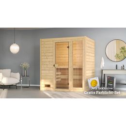 Sauna Weka "Valida", beige (natur), Bio-Ofen, externe Steuerung, 7,5 kW, Saunen, Sauna, 7,5 kW Bio-Ofen mit digitaler Steuerung